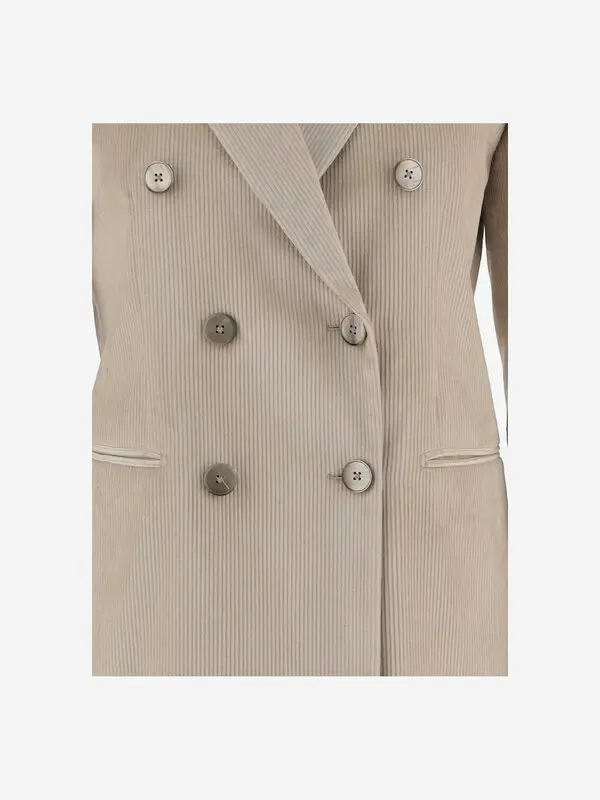 LARDINI Double Breasted Cotton And Stretch Viscose Jacket