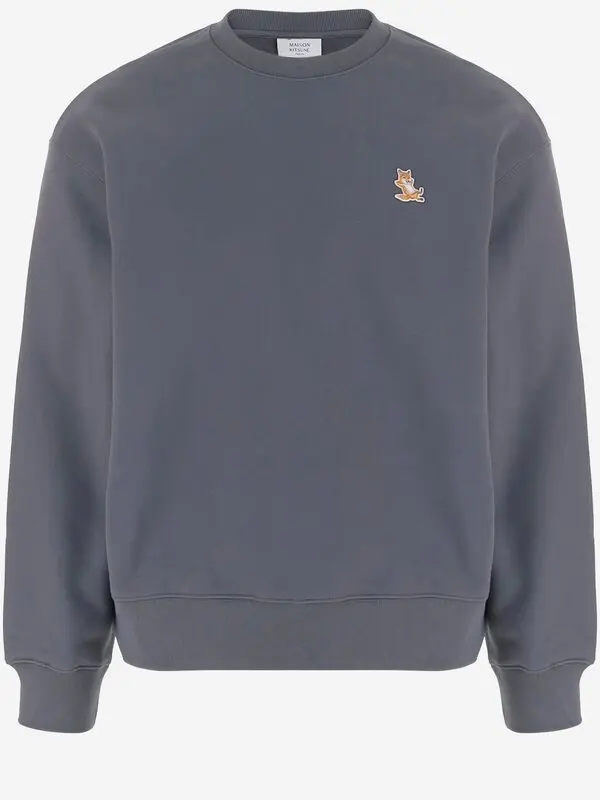 Maison Kitsuné Cotton Sweatshirt With Logo Detail - Grey