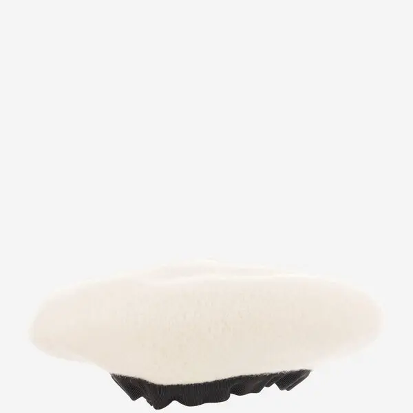 PATOU Wool Beanie With Grosgrain Bow - Ivory