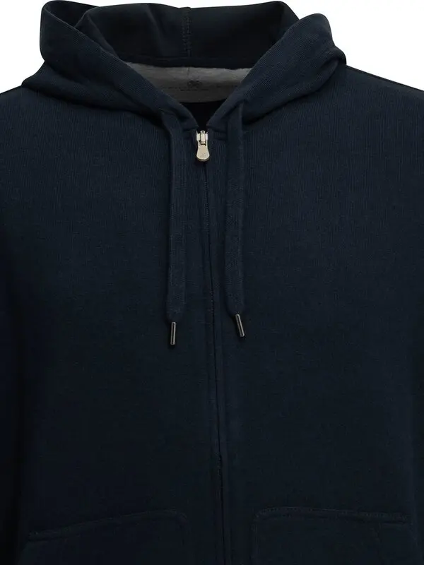 Brunello Cucinelli Cashmere And Cotton Zip Up Sweatshirt - Blue