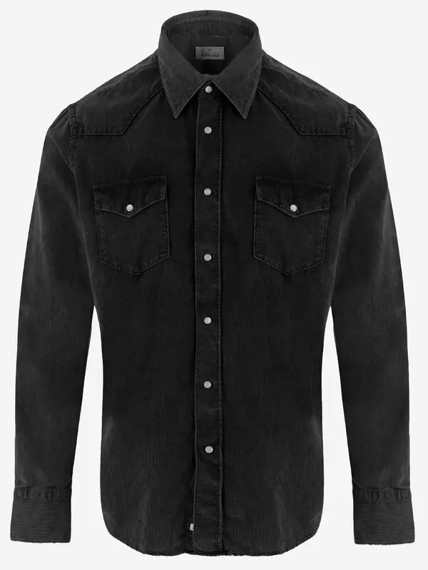 ALESSANDRO GHERARDI Ribbed Cotton Shirt With Pockets - Black