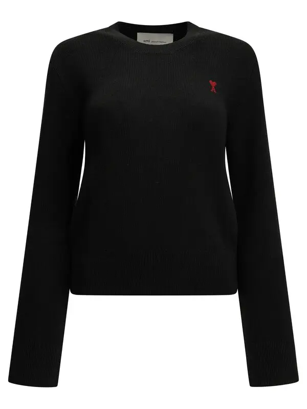 AMI Paris De Coeur' Crew Neck Sweater - Black
