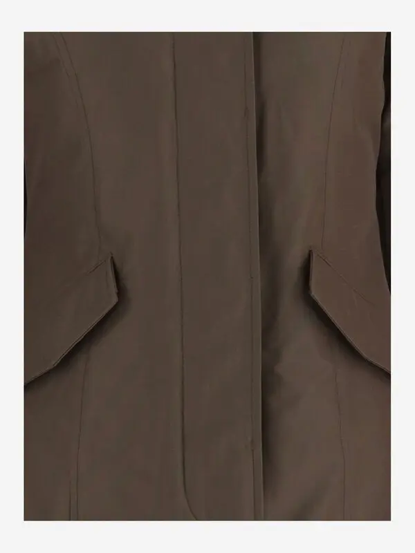Woolrich Hooded Jacket In Cotton Blend - Pinecone