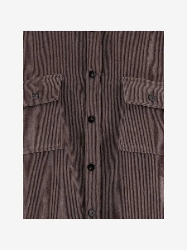 F.IT Ribbed Stretch Nylon Blend Shirt - Brown