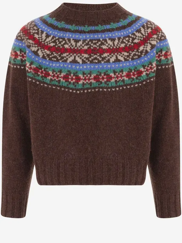 Howlin' Wool Sweater With Jacquard Pattern - Brown