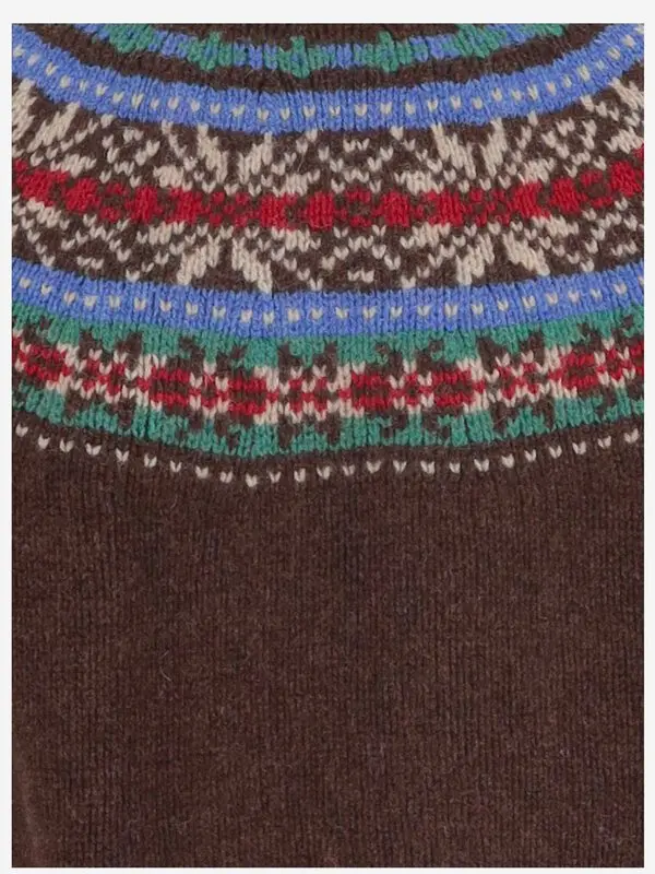 Howlin' Wool Sweater With Jacquard Pattern - Brown