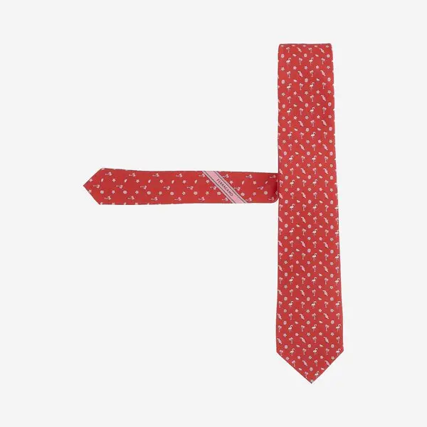 FERRAGAMO Silk Tie With Patterned Design - Red