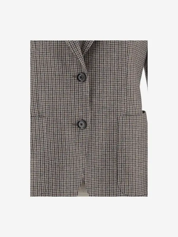 LARDINI Wool And Cotton Jacket With Checked Pattern