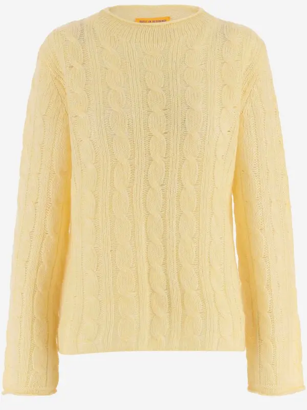 Guest In Residence Cable Knit Sweater In Wool Blend - Yellow