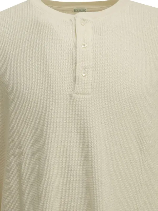 A.PRESSE Henley T Shirt With A Honeycomb Pattern