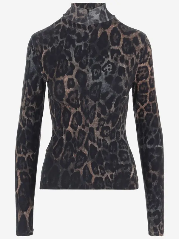 Just Cavalli Cotton Sweater With Animal Print