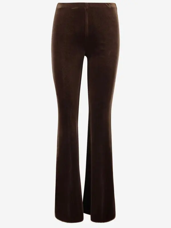 F.IT Stretch Velvet Pants With Flared Legs - Brown