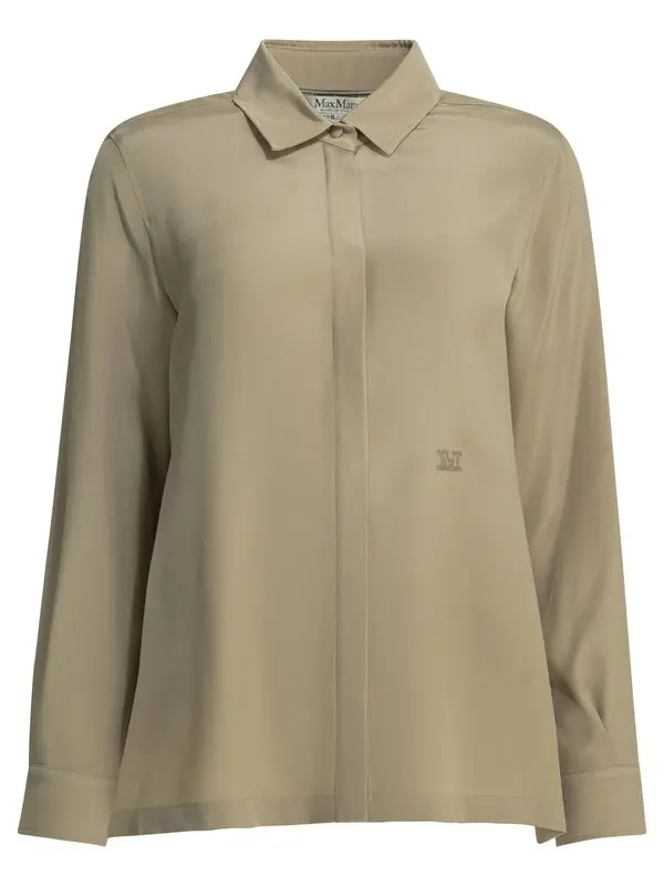 Max Mara Casual Shirt In Silk Crêpe De Chine - Beige