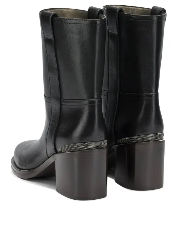 Brunello Cucinelli Leather Pull On Ankle Boots