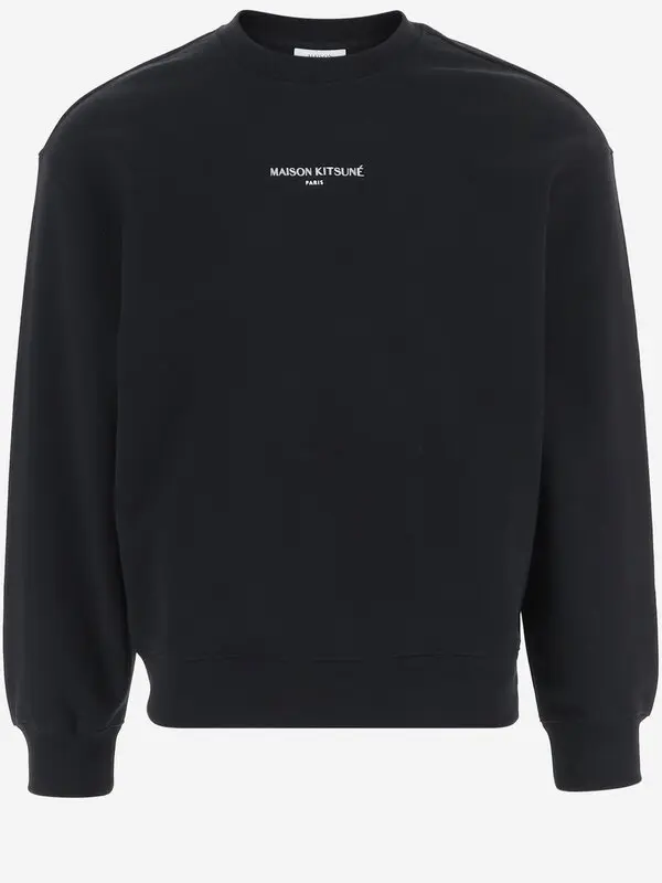 Maison Kitsuné Cotton Sweatshirt With Logo - Black