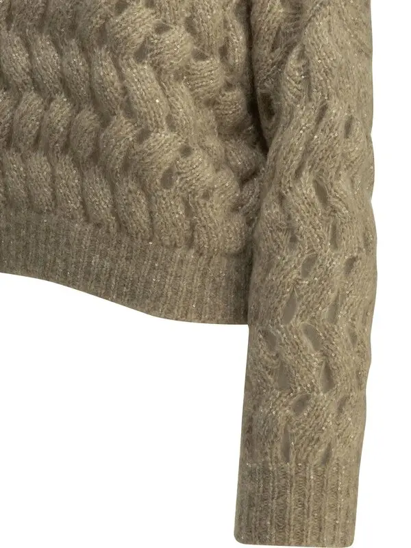 Brunello Cucinelli Dazzling Zigzag Cables' Crew Neck Sweater