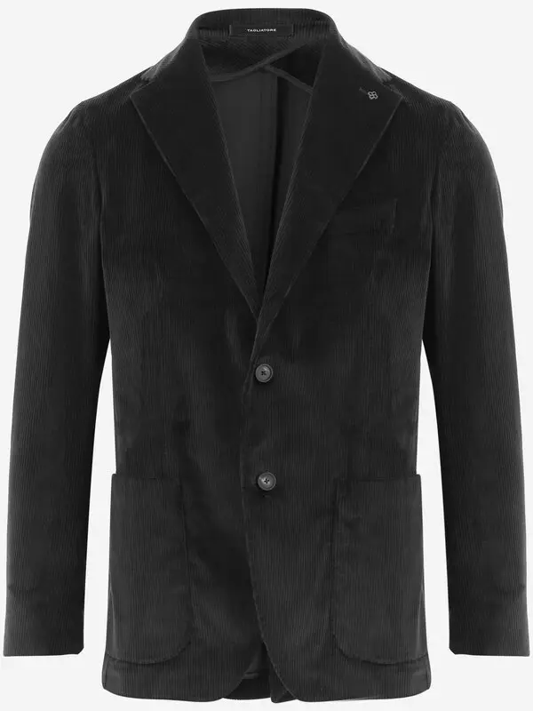 Tagliatore Ribbed Stretch Cotton Jacket - Black