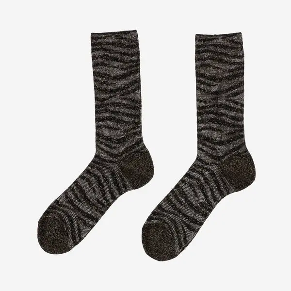 ANT45 Stretch Cotton Blend Socks With Animal Print - Grey