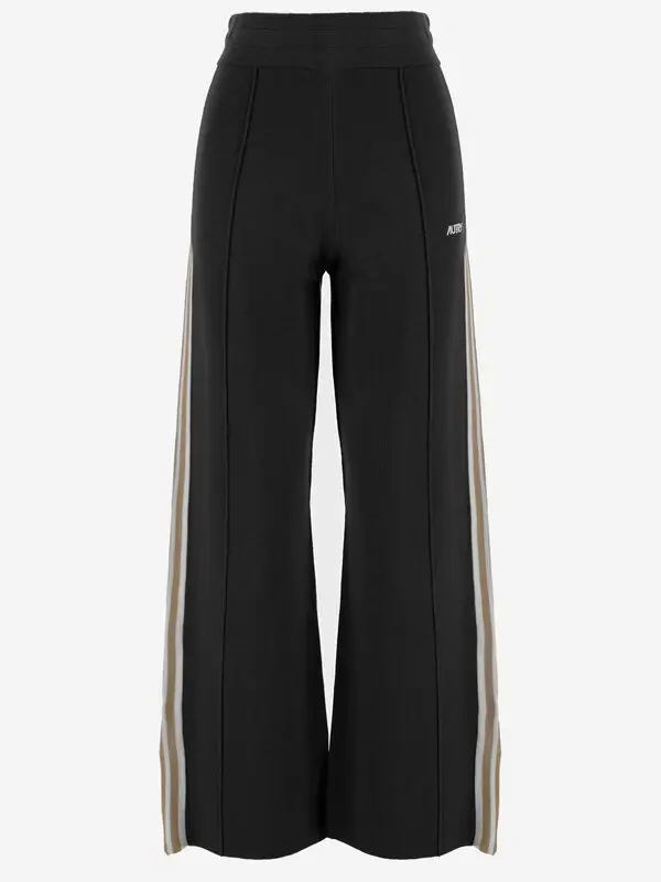 AUTRY Viscose Blend Pants With Logo - Black
