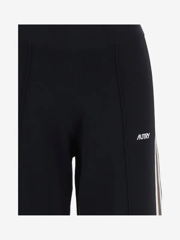 AUTRY Viscose Blend Pants With Logo - Black