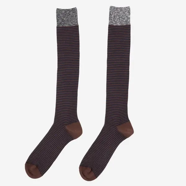 ANT45 Cotton Socks With Vertical Stripes - Brown