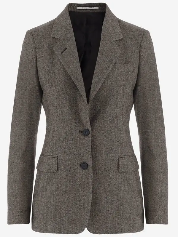 Tagliatore Wool Blend Jacket With Herringbone Pattern