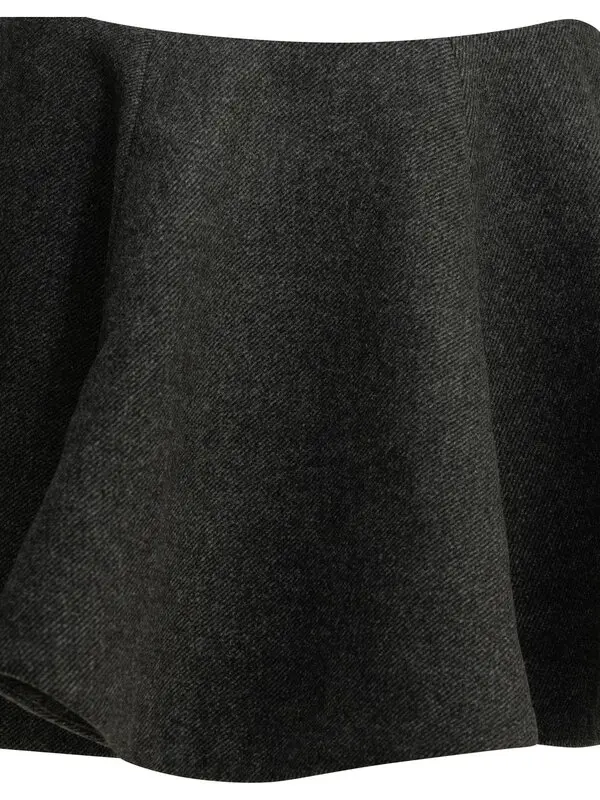 GANNI Flared Wool Miniskirt