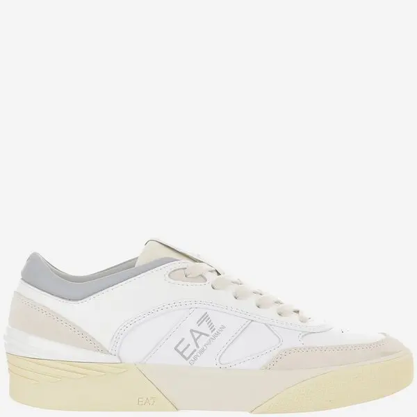 EA7 Otg Pride Luxe Leather Sneakers With Suede Accents