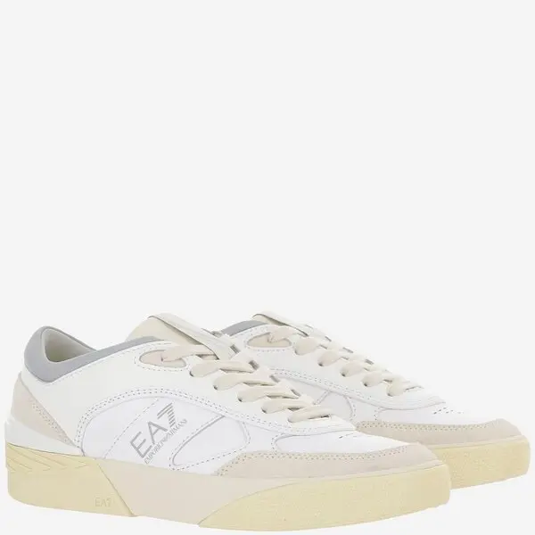 EA7 Otg Pride Luxe Leather Sneakers With Suede Accents