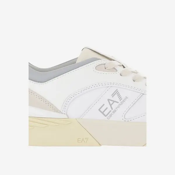 EA7 Otg Pride Luxe Leather Sneakers With Suede Accents