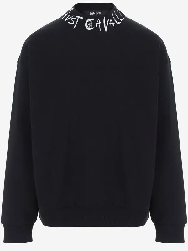 Just Cavalli Cotton Sweatshirt With Logo - Black