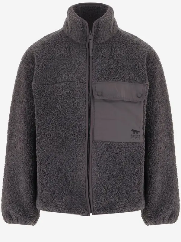 Maison Kitsuné Fleece Jacket With Front Pocket - Grey