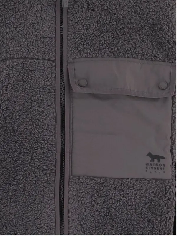 Maison Kitsuné Fleece Jacket With Front Pocket - Grey