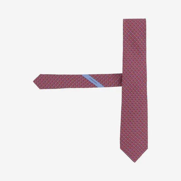 FERRAGAMO Silk Tie With Patterned Design - Red