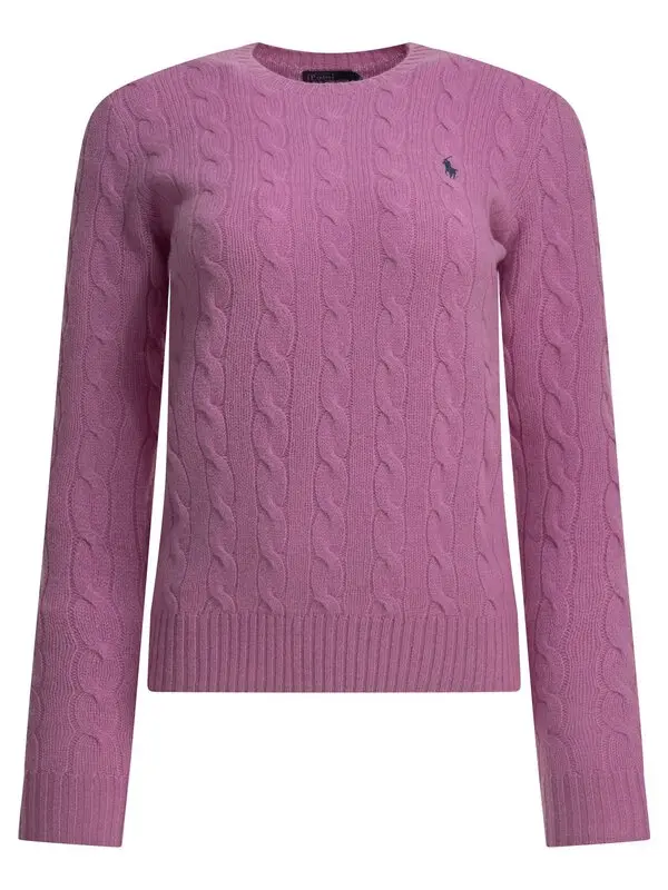 Polo Ralph Lauren Crew Neck Sweater With Logo - Fuchsia