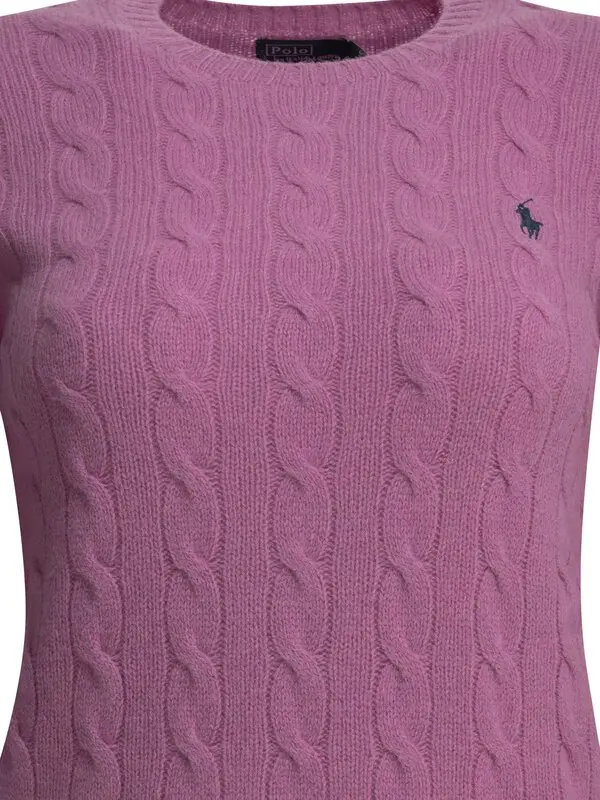 Polo Ralph Lauren Crew Neck Sweater With Logo - Fuchsia