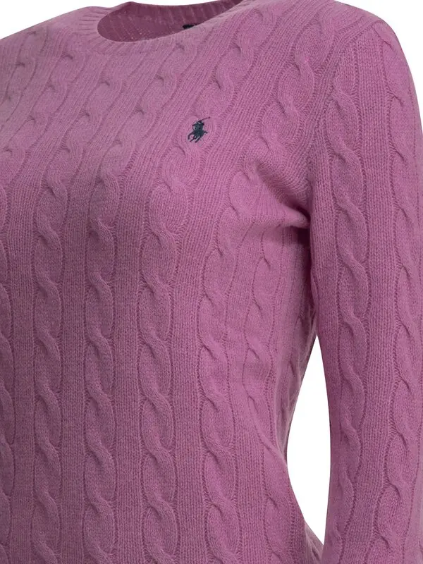 Polo Ralph Lauren Crew Neck Sweater With Logo - Fuchsia