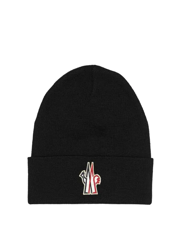 Moncler Wool Beanie With Logo - Black