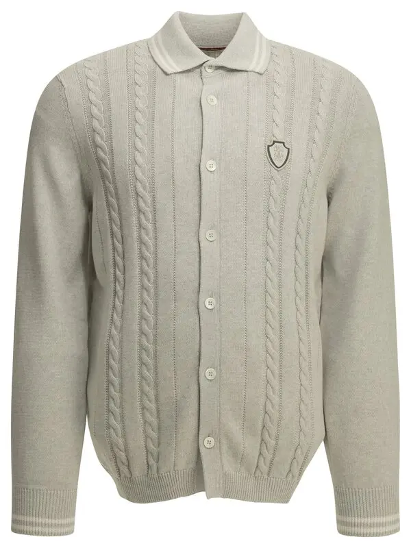 Brunello Cucinelli Cardigan With Logo - Grey