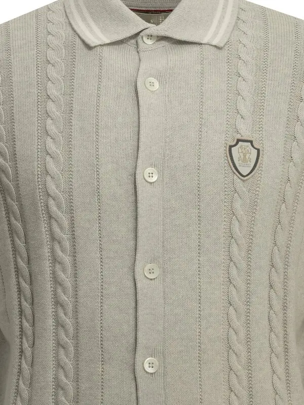 Brunello Cucinelli Cardigan With Logo - Grey
