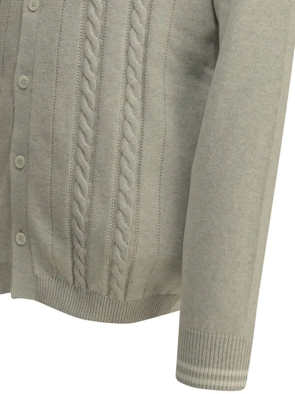 Brunello Cucinelli Cardigan With Logo - Grey