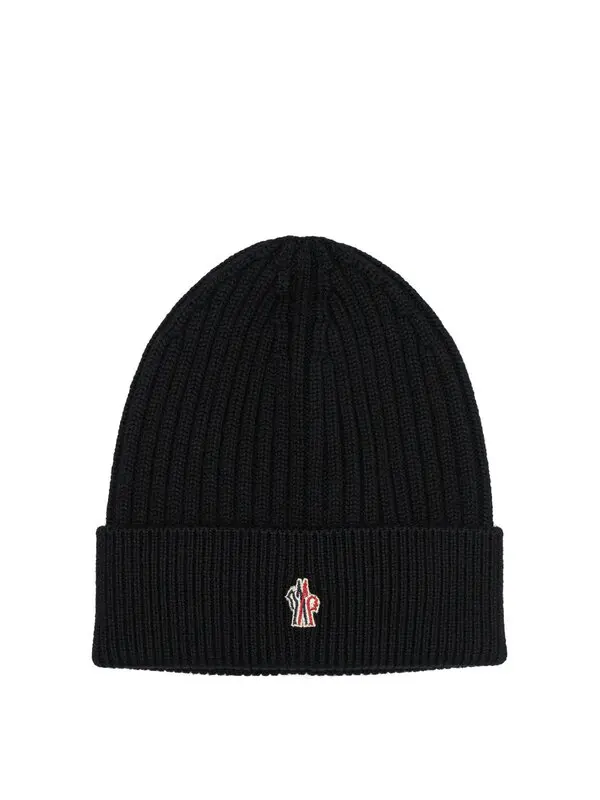 Moncler Wool Beanie With Logo - Black