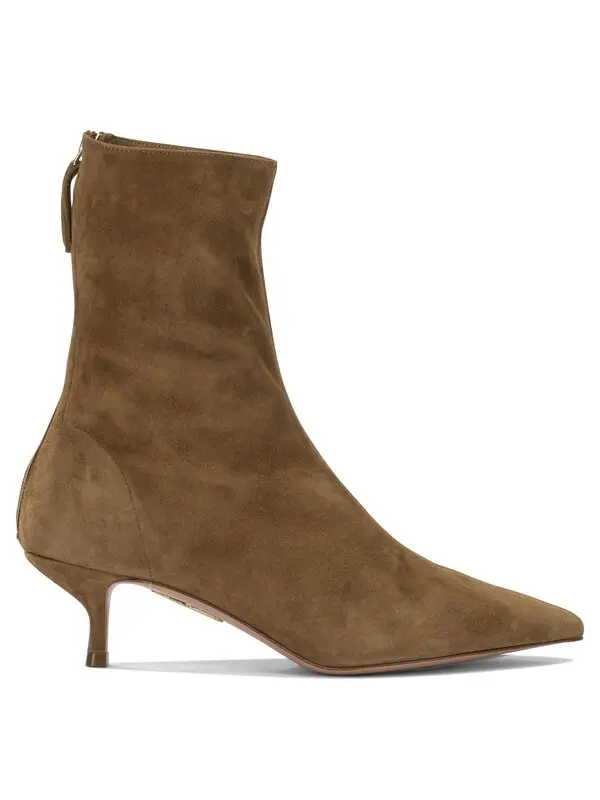 AQUAZZURA Montmartre 50 Mm' Ankle Boots With Zipper - Brown