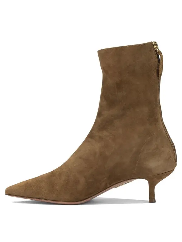 AQUAZZURA Montmartre 50 Mm' Ankle Boots With Zipper - Brown