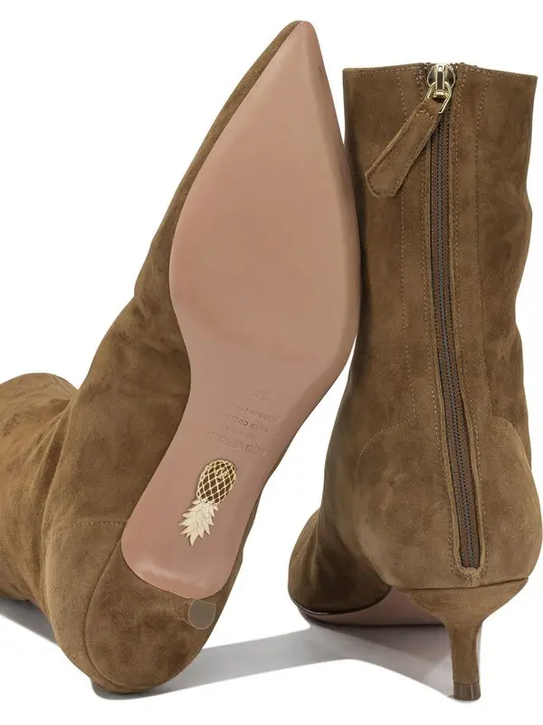 AQUAZZURA Montmartre 50 Mm' Ankle Boots With Zipper - Brown