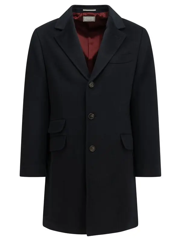 Brunello Cucinelli Short Coat Made Of Virgin Wool Fabric - Blue