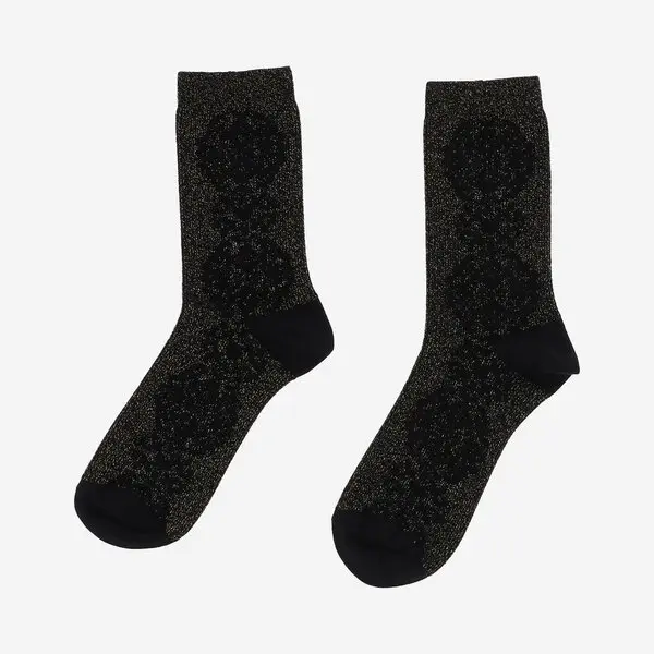 ANT45 Cotton Blend Socks With Floral Pattern - Black