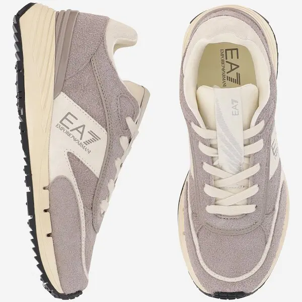 EA7 Leather Sneakers With Logo