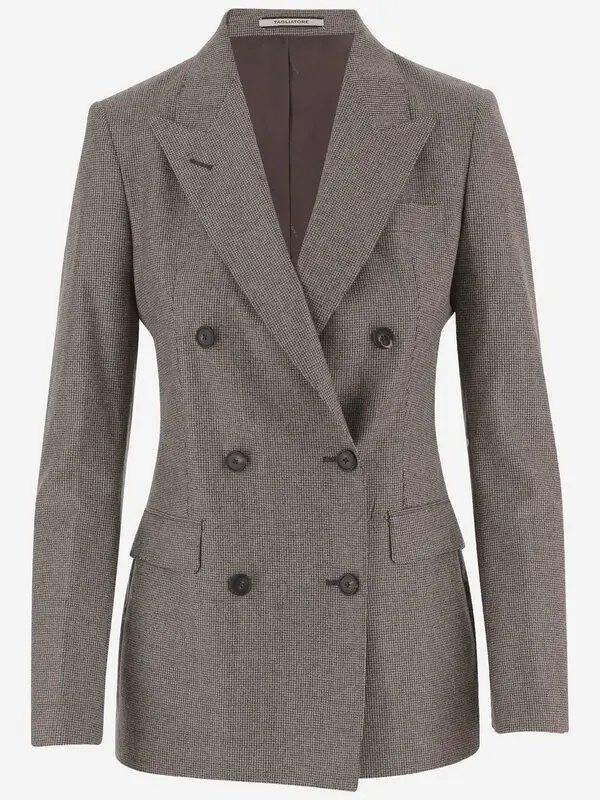 Tagliatore Double Breasted Wool Jacket With Peak Lavel