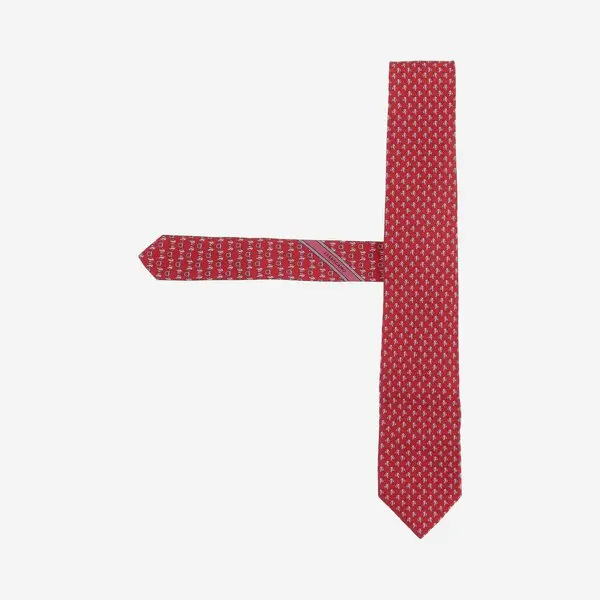 FERRAGAMO Silk Tie With Patterned Design - Red